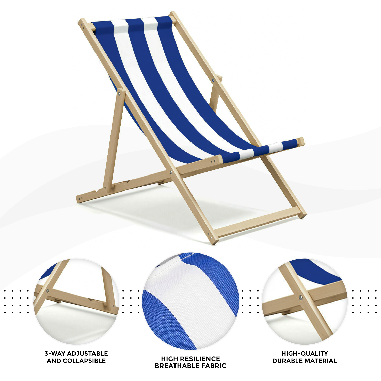 Adjustable Folding Wood Deck Chair | Folding Tables UK