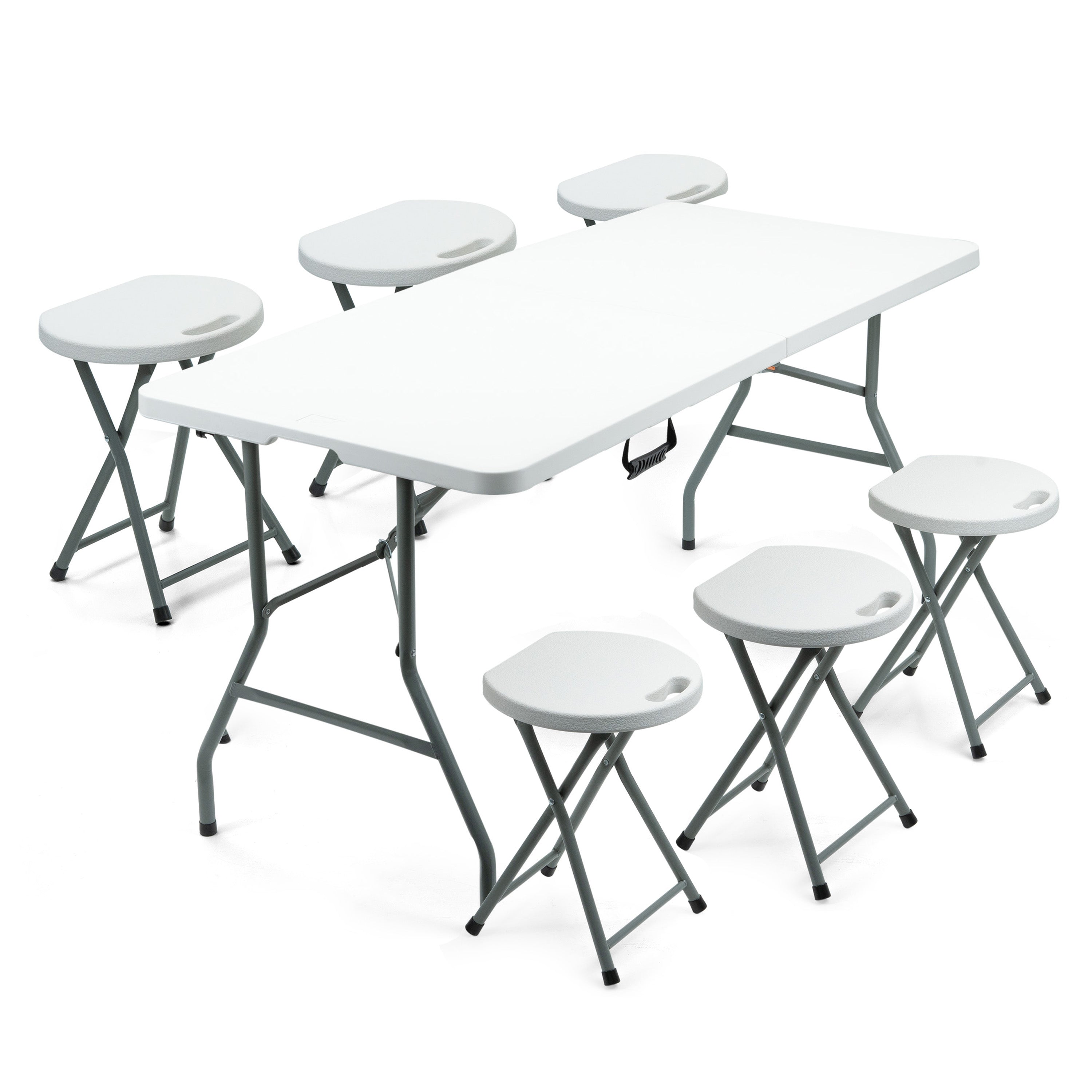 6ft Trestle Camping Table with 6 Foldable Stools – Folding Tables UK